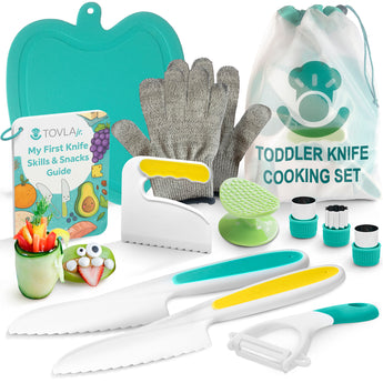 Tovla Jr 18-Piece Montessori Cooking Tool Set for Kids | Safe ...